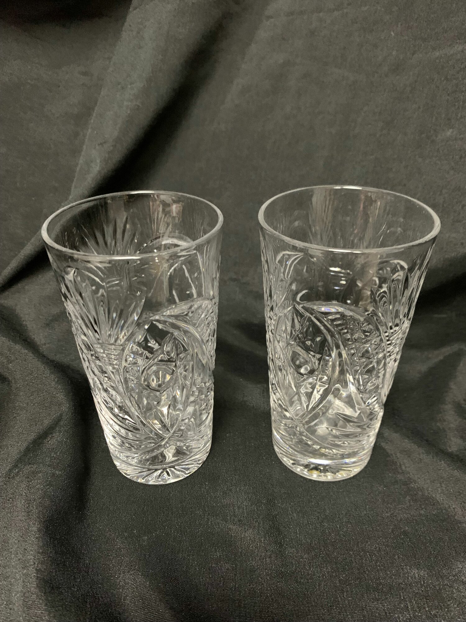 Два высоких хрустальных стакана в наборе (СССР)