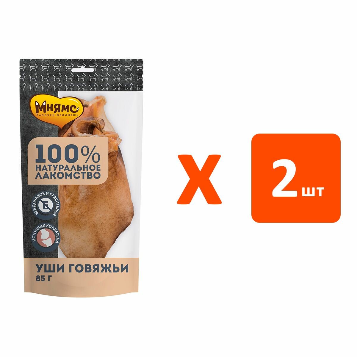 Лакомство Мнямс для собак уши говяжьи, 85 гр 2 шт