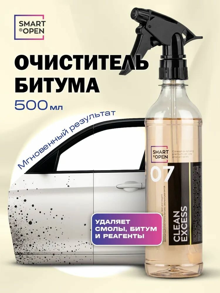 Очиститель кузова от битумных пятен и смолы, антибитум для автомобиля Smart Open 07 CLEAN EXCESS 0,5 л