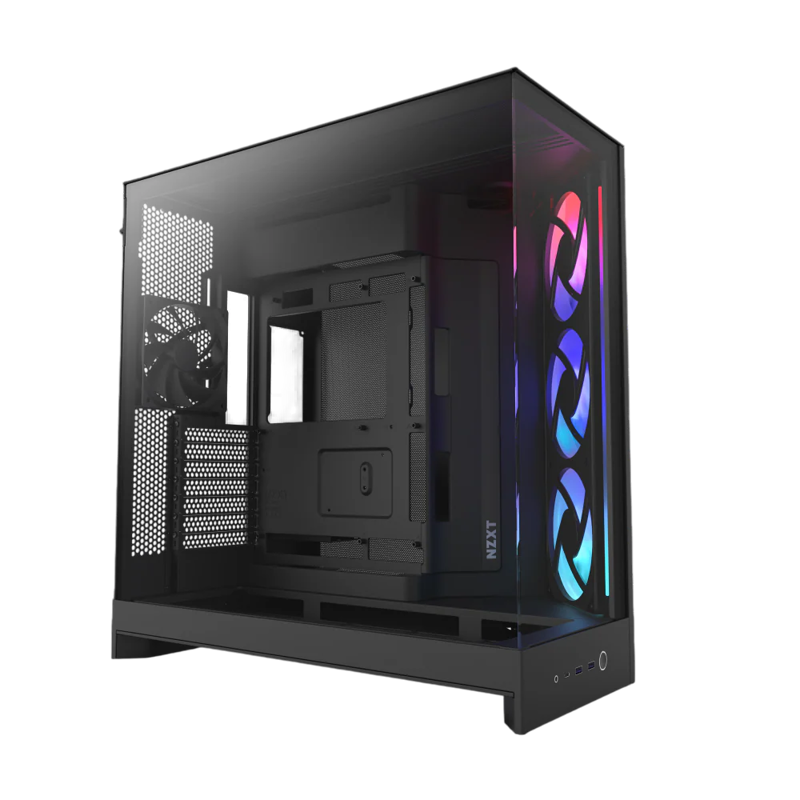 Корпус без блока Case NZXT H9 Flow RGB (2025), Midi-Tower, TG, 3x140mm RGB + 1x120mm, 2xUSB-A 3.2 + 1xUSB-C 3.2, E-ATX, ATX, mATX, mITX Black