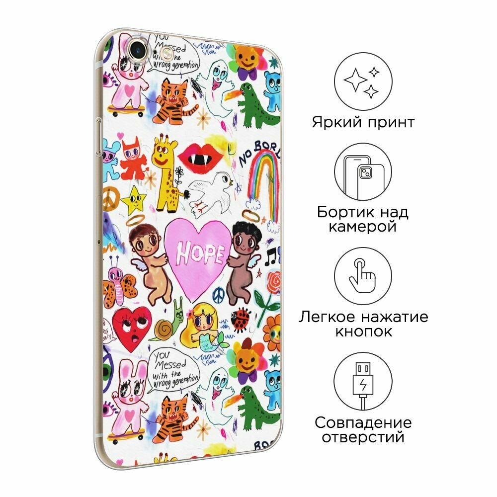 Чехол на Apple iPhone 6 Plus/6S Plus / Айфон 6 Плюс/Айфон 6С Плюс с принтом "Милые рисунки" — фото 1