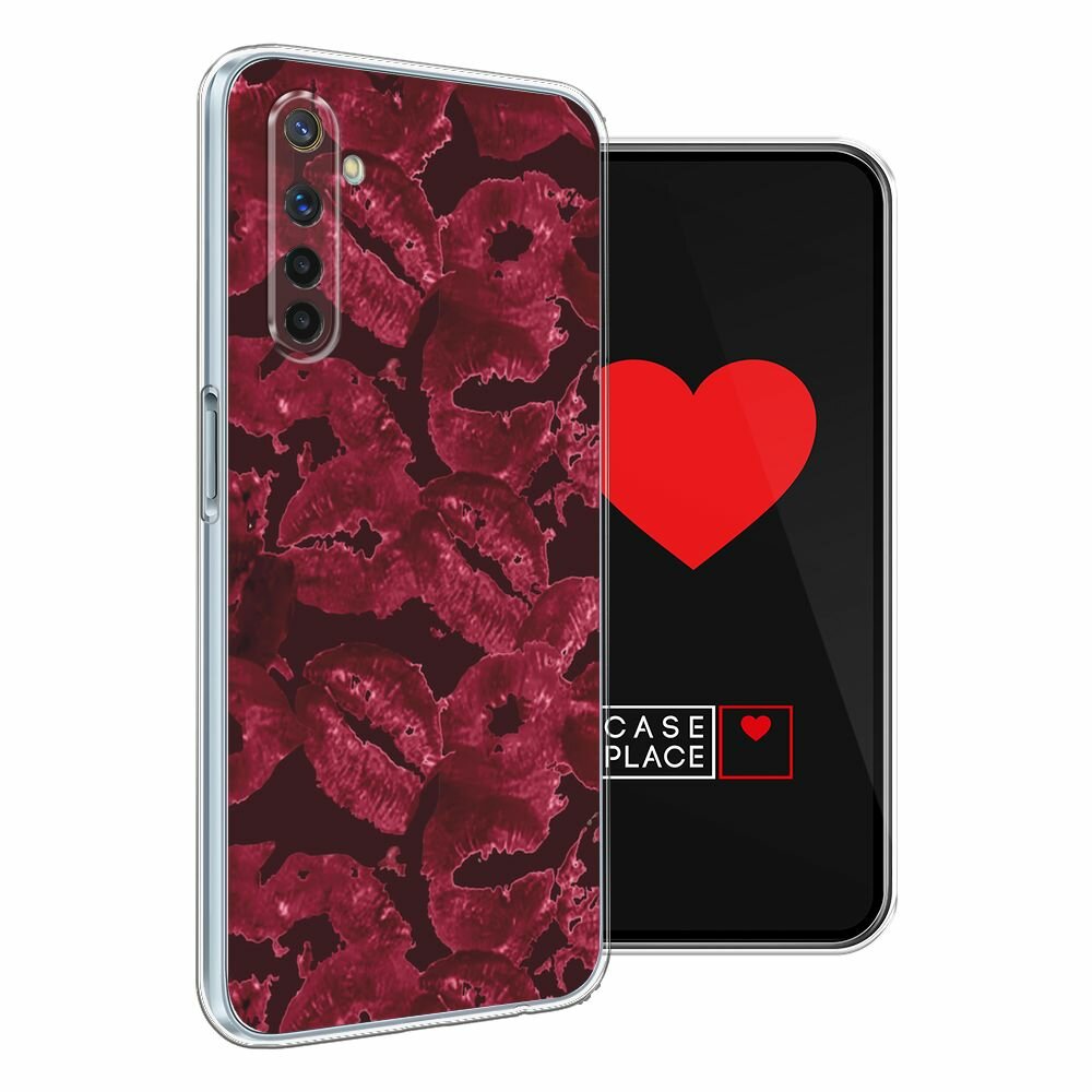 Силиконовый чехол на Realme 6 / Реалми 6 с принтом Помада паттерн 1 — фото 1