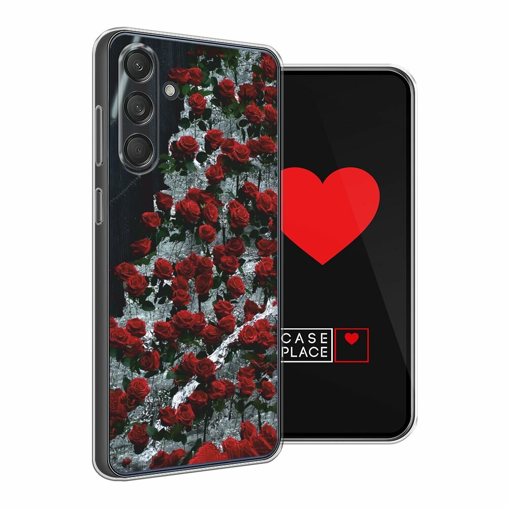Чехол на Samsung Galaxy M55 / Самсунг M55 с принтом Цветущие алые розы — фото 1