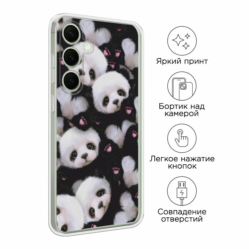 Чехол на Samsung Galaxy S25 Plus / Самсунг S25 Плюс с принтом "Море панд" — фото 1