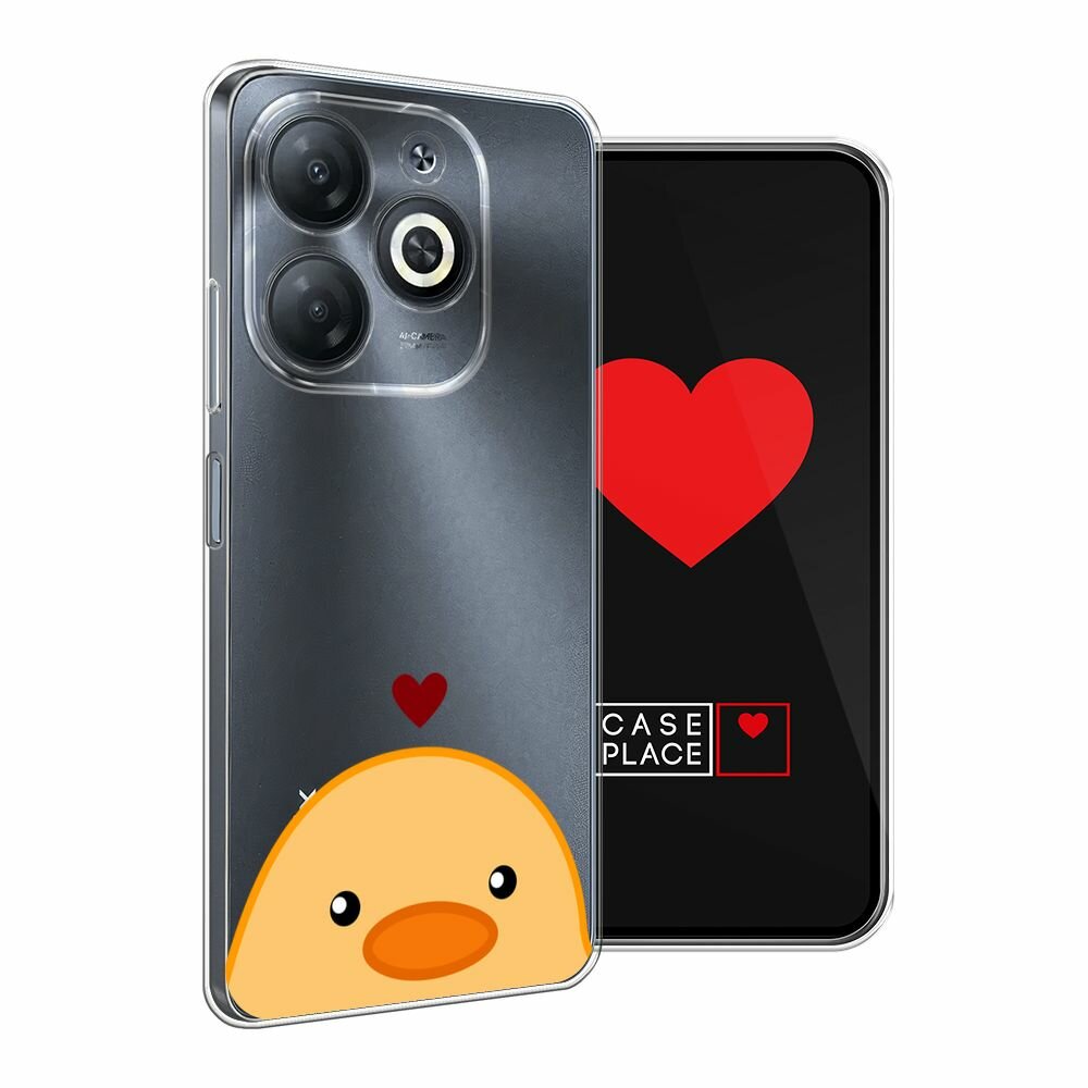 Чехол на Infinix Smart 8/8 HD/HOT 40i / Инфиникс Смарт 8 с принтом "Влюблённая уточка - 14 февраля", прозрачный — фото 1