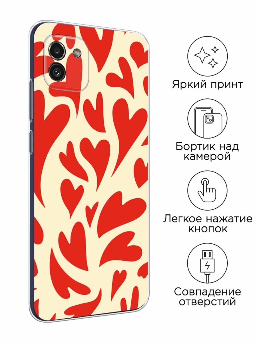 Чехол на Samsung Galaxy A03 / Самсунг Галакси А03 с принтом "Crazy hearts 1 - 14 февраля" — фото 1