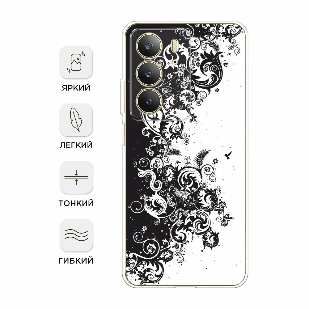 Чехол на Realme C75 4G / Реалми C75 4G с принтом "Черно белый узор" — фото 1