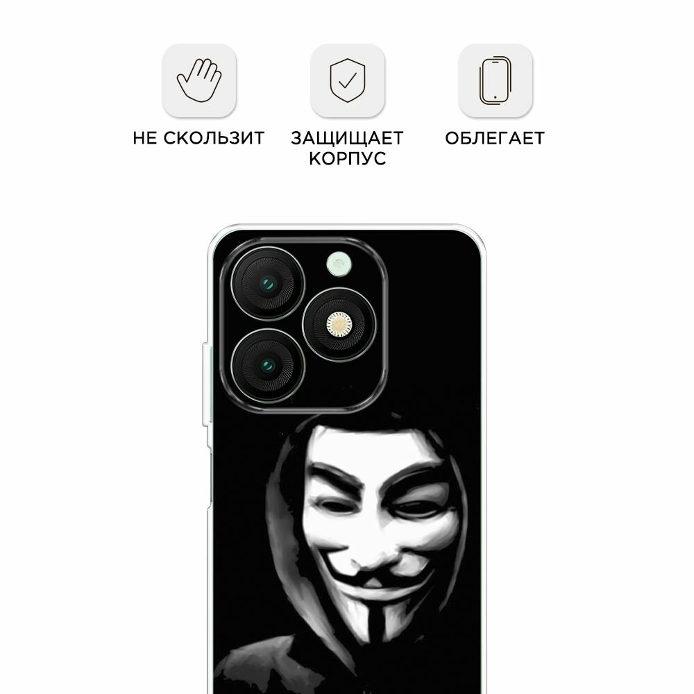 Силиконовый чехол на Itel A50 / Ител А50 с принтом "Анонимус" — фото 1