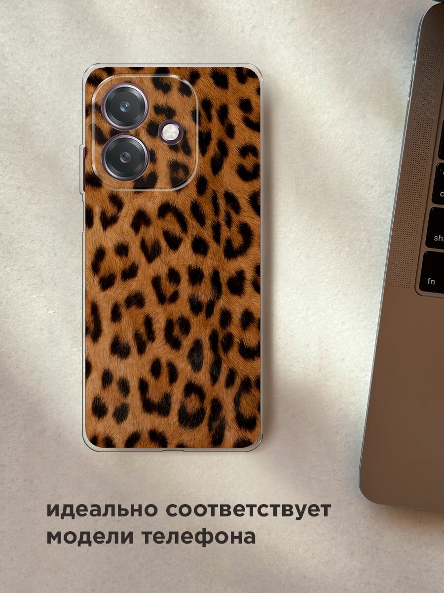 Силиконовый чехол на Oppo A3/A3x / Оппо А3/A3x с принтом "Мех леопарда" — фото 1
