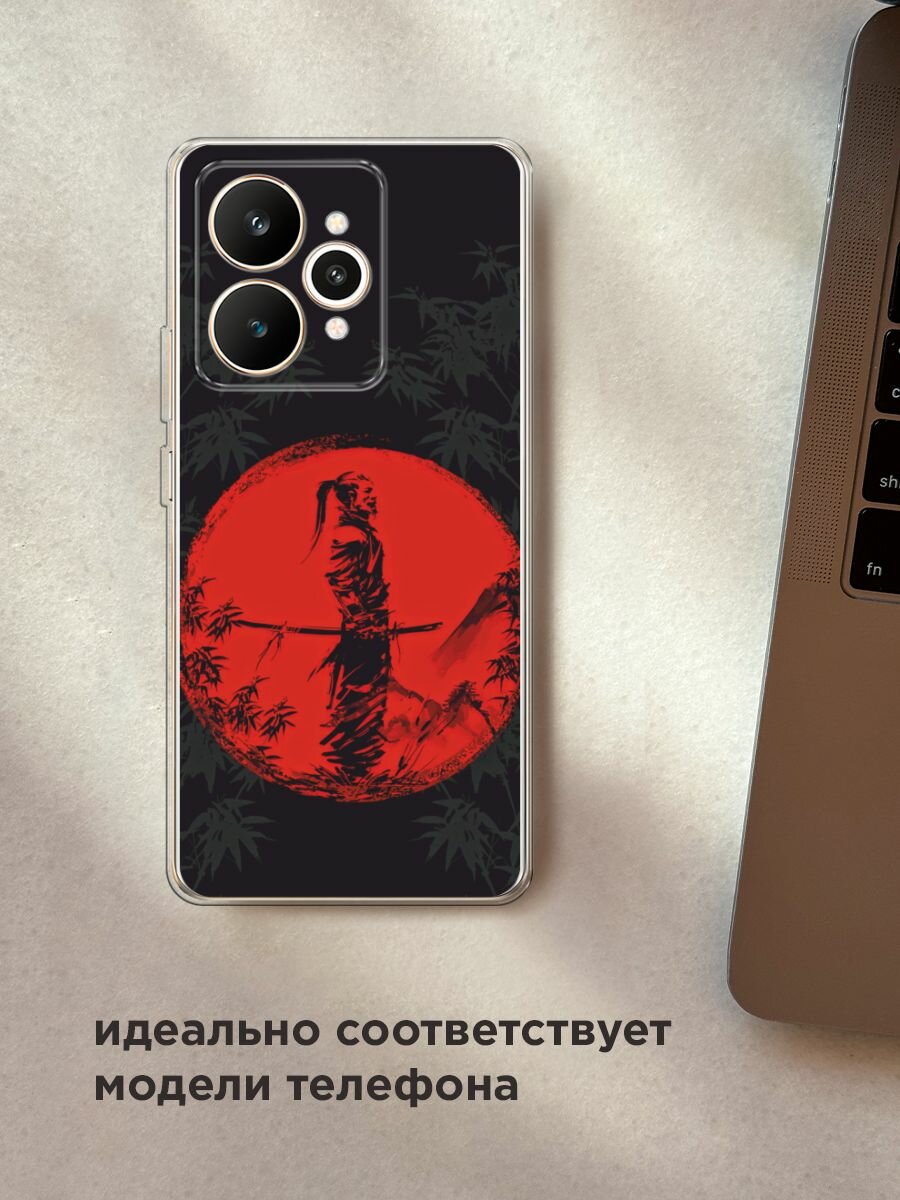 Чехол на Realme 15 / Реалми 15 с принтом "Самурай на красном фоне" — фото 1