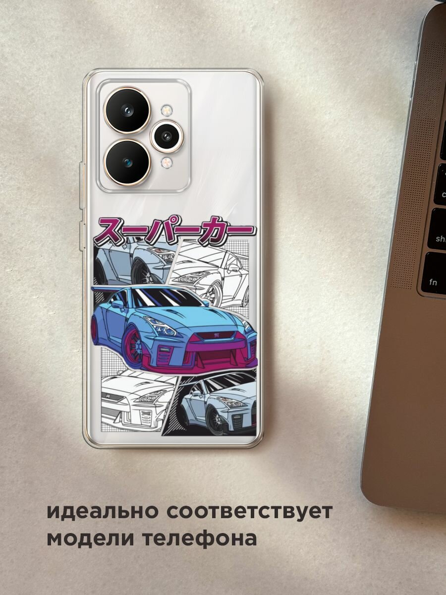 Чехол на Realme 15 / Реалми 15 с принтом "JDM коллаж", прозрачный — фото 1