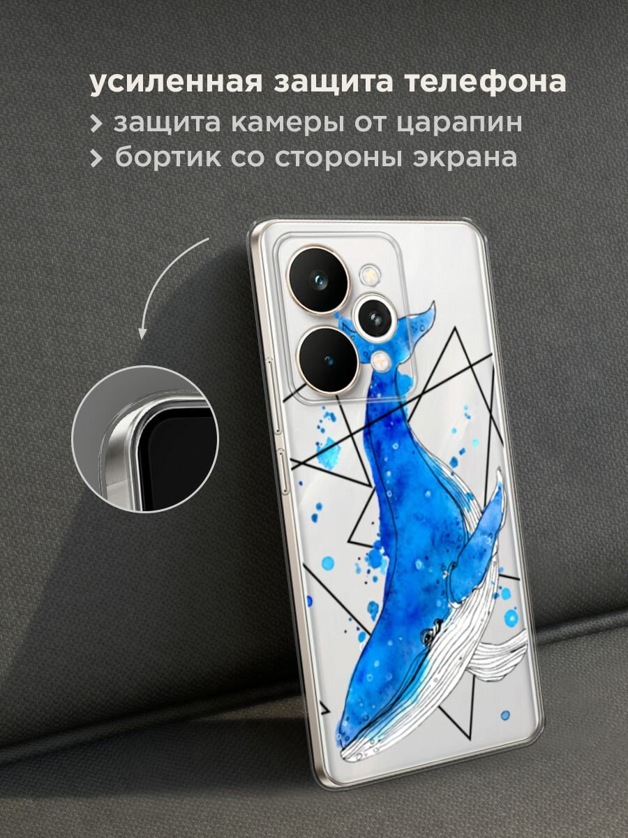 Чехол на Realme 15 Pro / Реалми 15 Про с принтом "Кит графика", прозрачный — фото 1