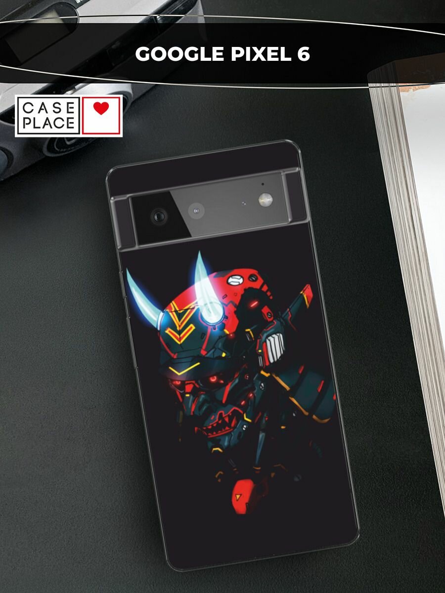 Чехол на Google Pixel 6 / Гугл Пиксель 6 с принтом "Неоновый самурай"