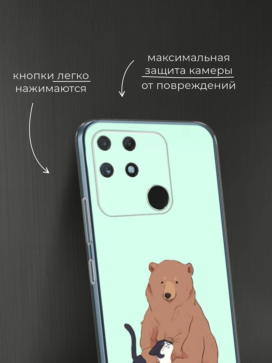 Чехол на Realme Narzo 50A / Реалми Нарзо 50A с принтом "Медведь и кошка дружба" — фото 1