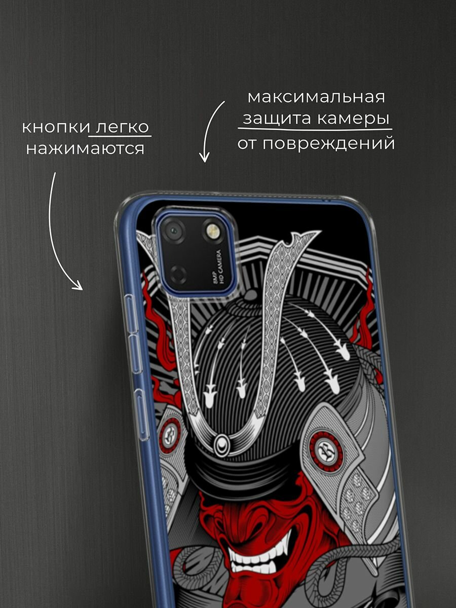 Чехол на Honor 9S/Huawei Y5p / Хонор 9S/Хуавей Y5p с принтом "Красная маска самурая" — фото 1