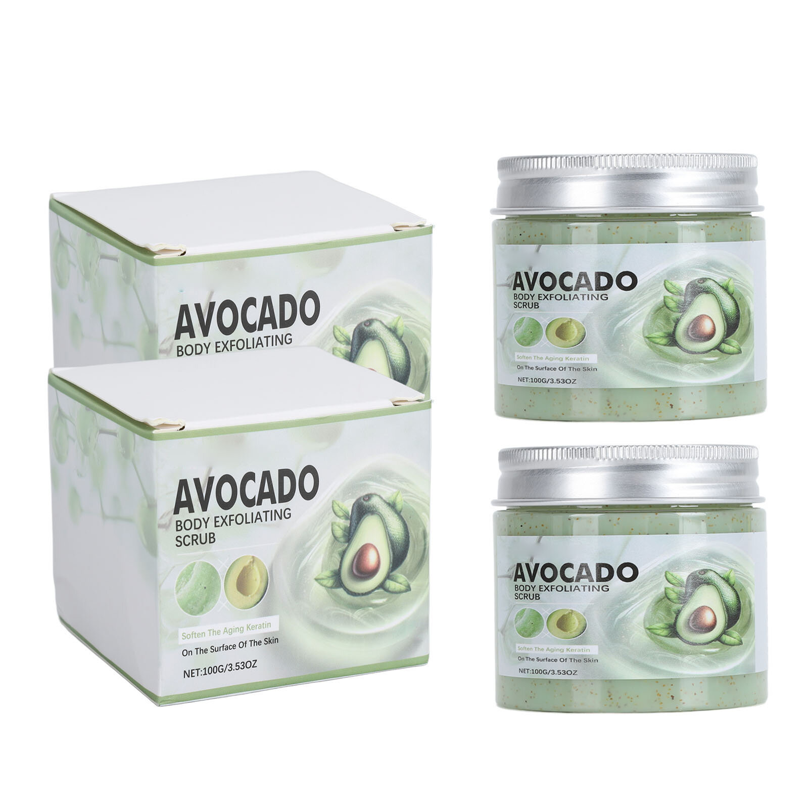 Скраб для тела с авокадо, удаляет омертвевшую кожу, питательный отшелушивающий крем-скраб для здоровья кожи, 100 г x 2