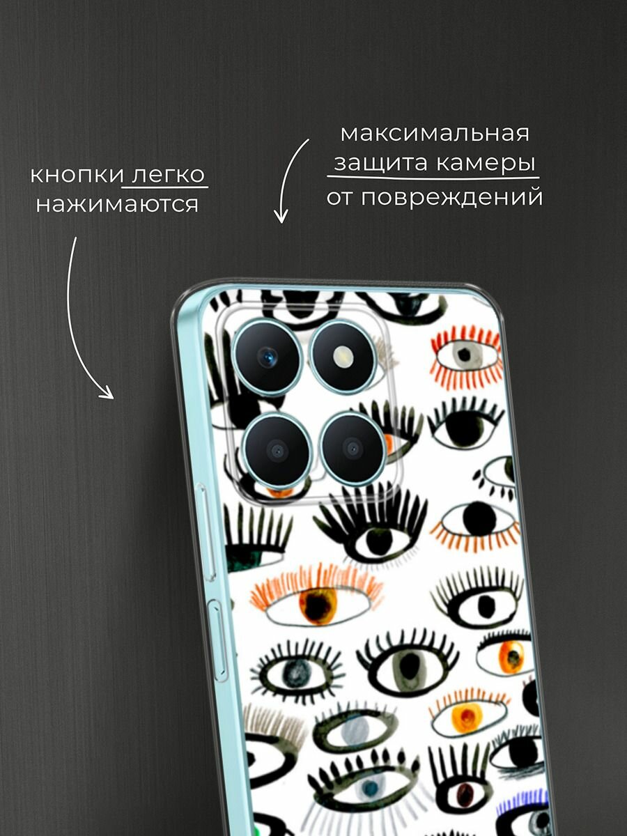 Силиконовый чехол на Honor X6A / Хонор X6A с принтом "Глаза акварель" — фото 1