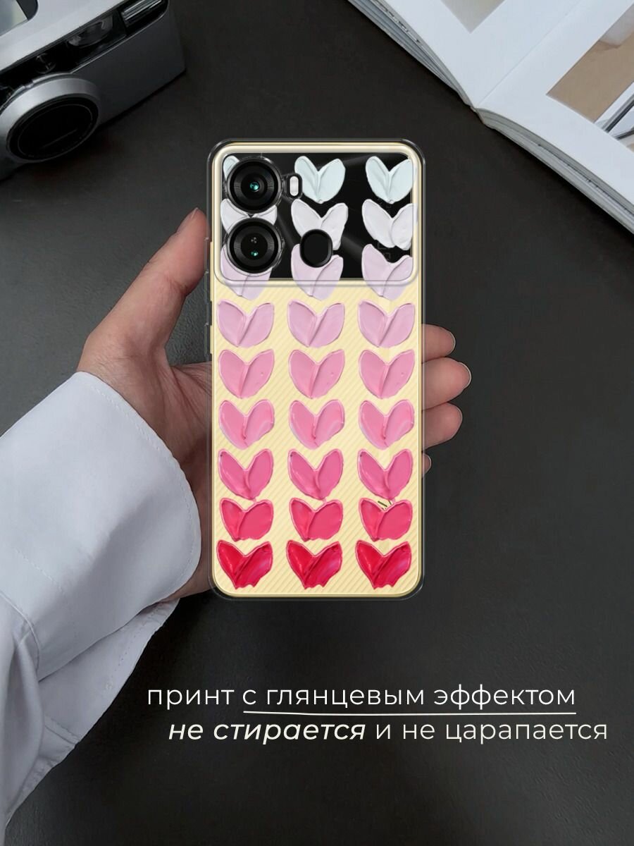 Чехол на Itel P40 / Ител P40 с принтом "Градиент из сердечек" — фото 1