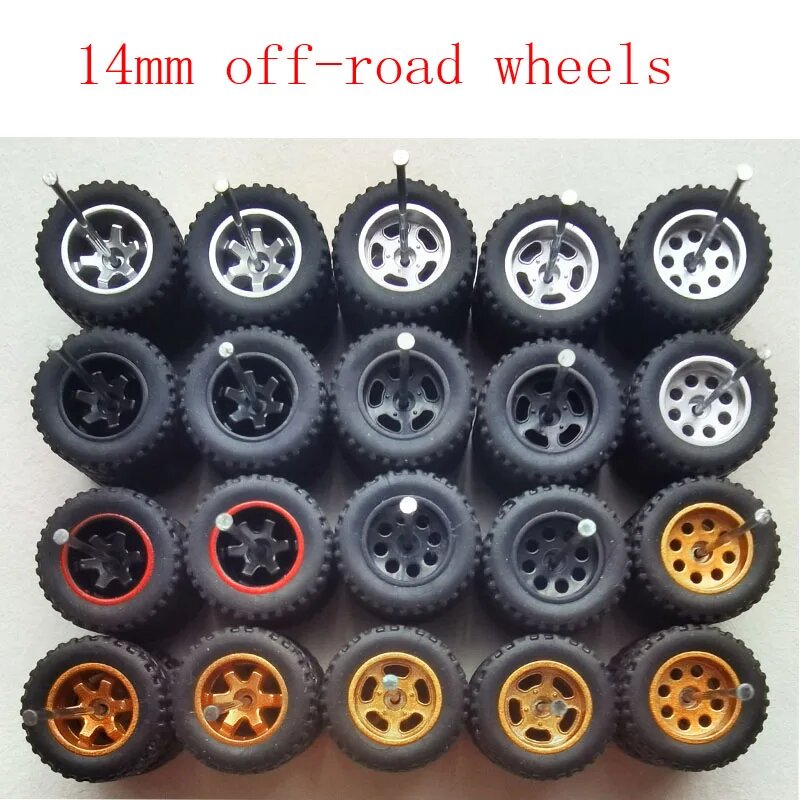 10 комплектов (для 10 автомобилей) 1/64 пластиковые колеса 14 мм резиновые шины для модели внедорожника 1:64