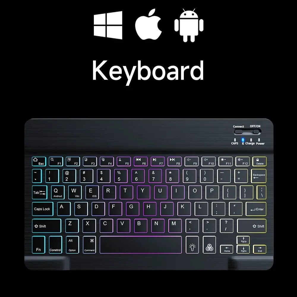 RGB Bluetooth мини-клавиатура 10 дюймов, only Black Keyboard, Russian and English