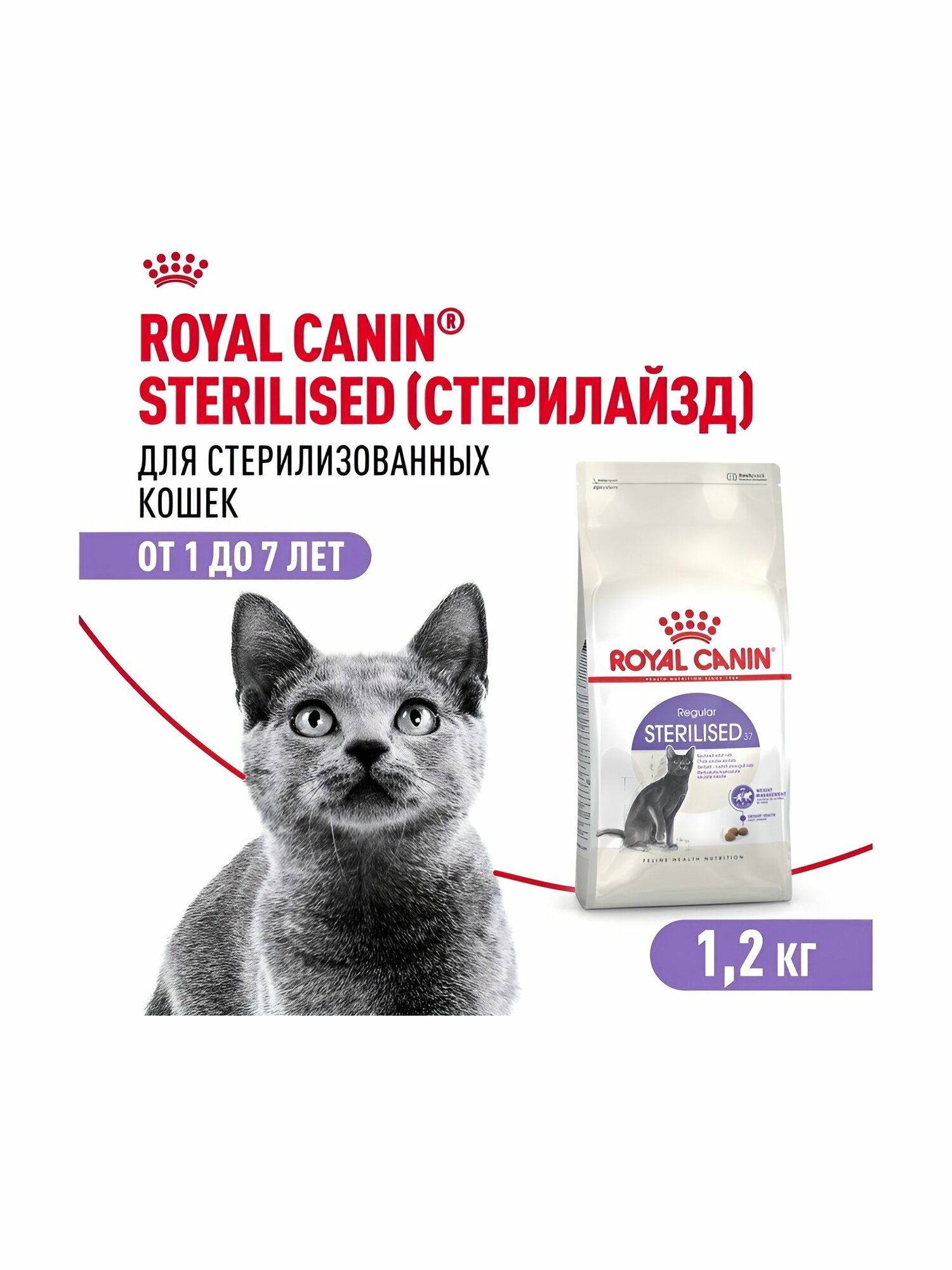 Royal Canin Sterilised 37 - Сухой корм для кастрированных и стерилизованных кошек (1.2 кг)