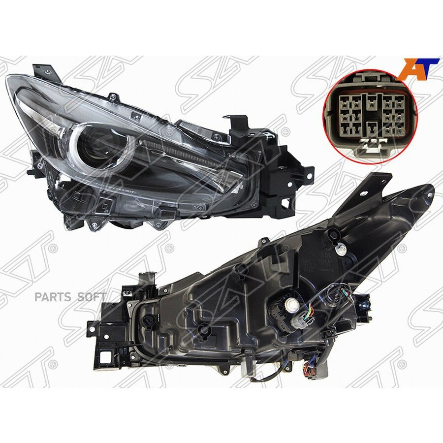 Фара Mazda 3 16-19 / Axela 16-19 (Справа/ LED/ С электрокорректором) от официального дистрибьютора, SAT, артикул ST2161177R