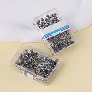 Перламутровые булавки для рукоделия 100 шт - металлические булавки для шитья и DIY черное