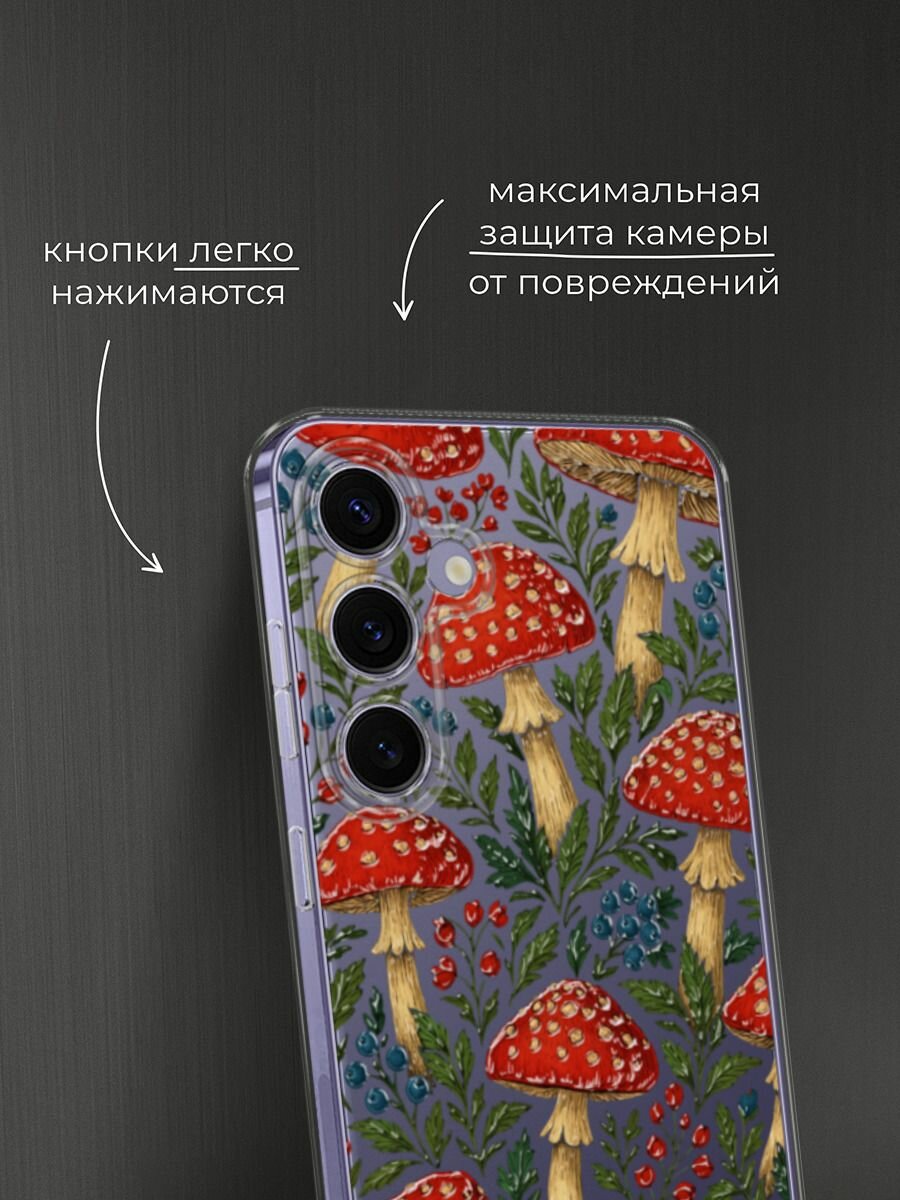 Чехол на Samsung Galaxy S24 Plus / Самсунг S24 Plus с принтом Мухоморы — фото 1