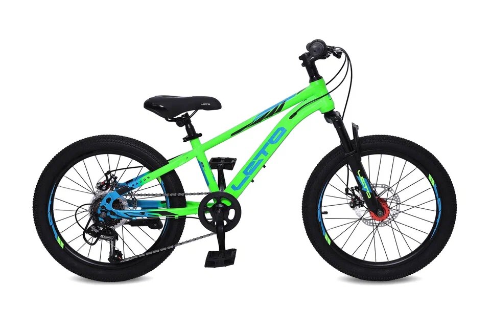 Велосипед подростковый 20" LETO DRAGON, сталь, рама 10,5", 6-ск салатовый