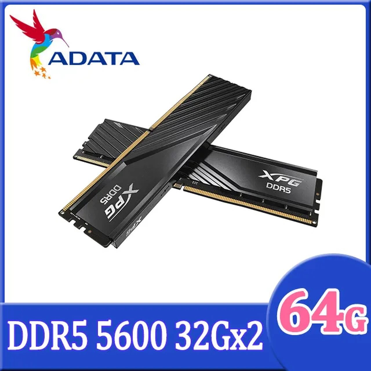 Модуль памяти DIMM DDR5 64Gb, 5600Mhz, 2x32GB, ADATA XPG LANCER Blade Black (AX5U5600C4632G-DTLABBK)
