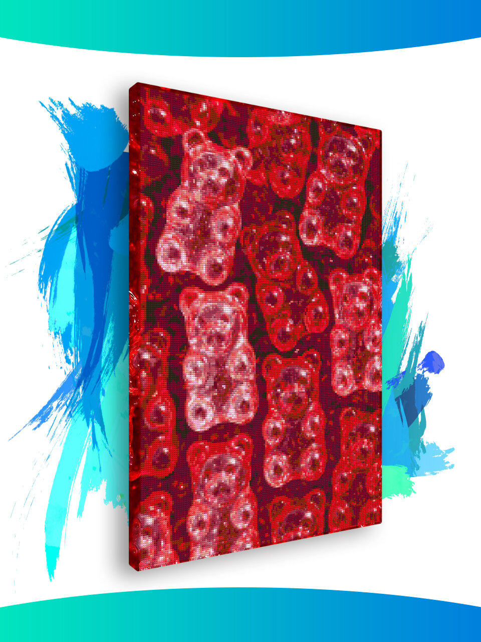 Алмазная мозаика на подрамнике - вышивка Мармеладные мишки 40 х 60 см