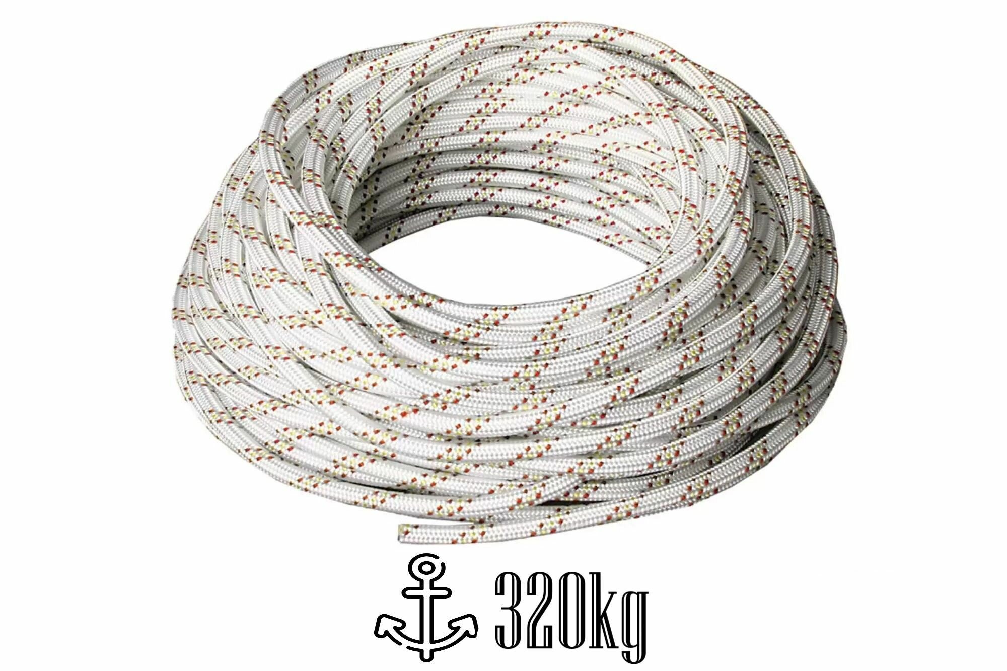 Якорная веревка / фал плетенный с сердечником 16 прядей 6мм 30м