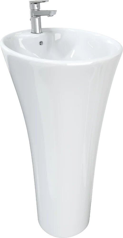 Раковина напольная Ceruttispa Adelina 7274 46 напольная, 45, 5 см, фарфоровая, раковина для ванной, белая, круглая, со сливом-переливом