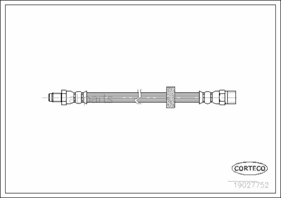 CORTECO 19027752 Шланг тормозной VOLVO: S60 2.0 T/2.4/2.4 Bifuel/2.4 D/2.4 D5/2.4 T/2.4 T AWD/2.4 T5/2.5 T/2.5 T AWD/R 2,5 T AWD/T5 00-10, S90 2.9 96-98, V70 II 2.0 T/2.3 AWD/2.3 T5/