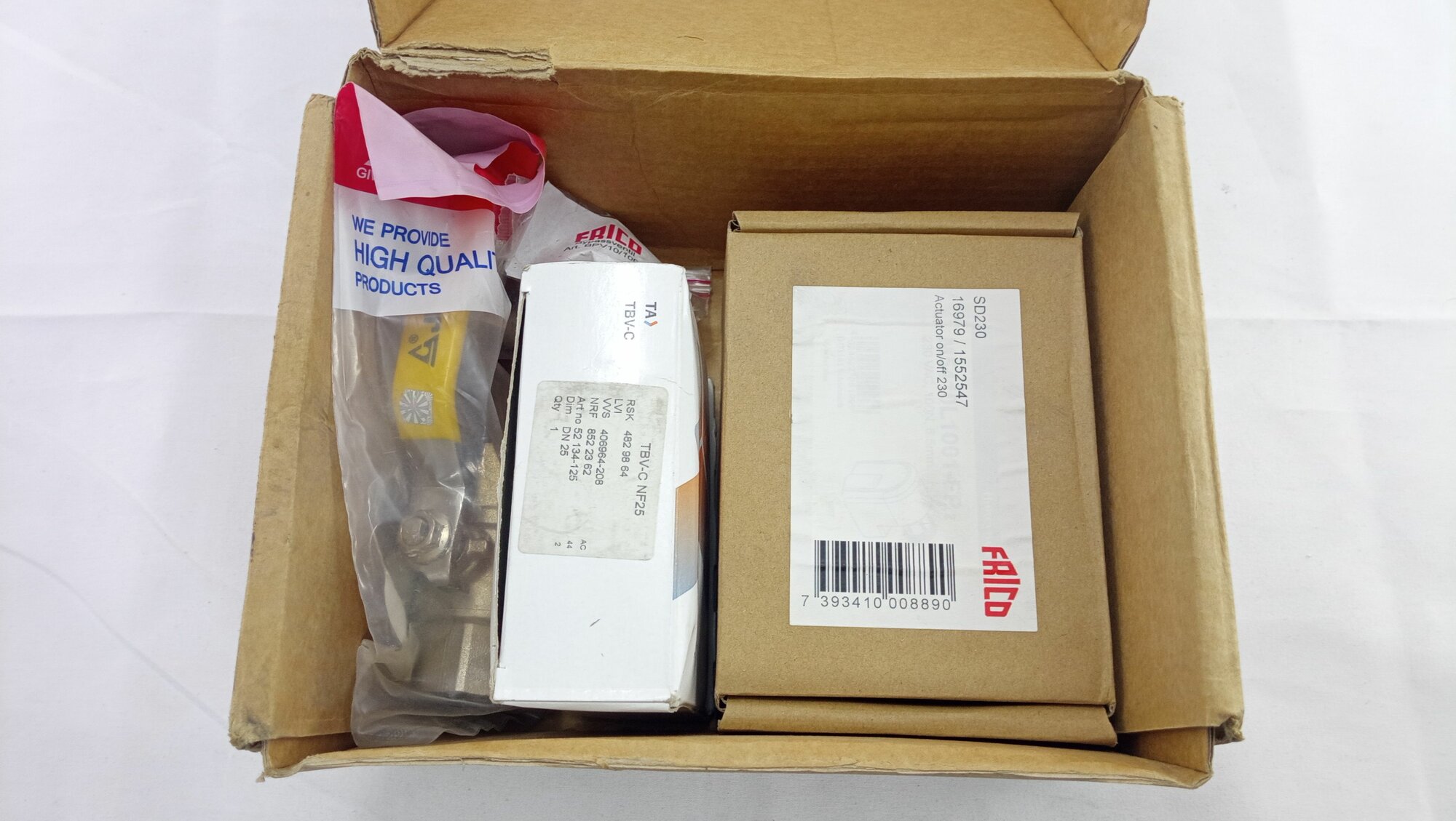 Комплект вентилей с приводом on/off Ду25 c нормальным расходом FRICO VOS25 15127086