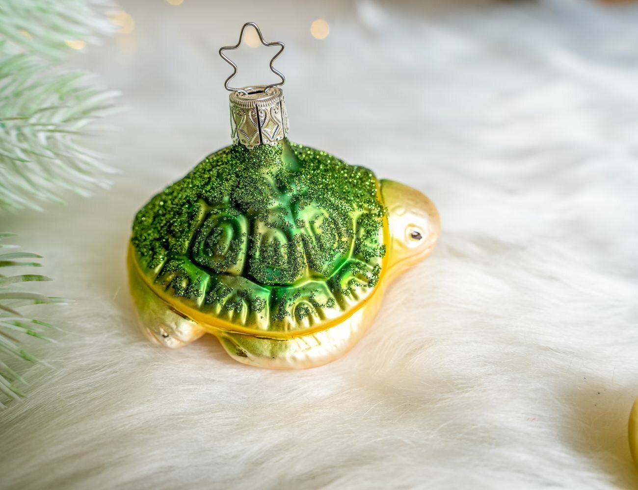 Ёлочная игрушка мудрая черепаха, стекло, 6 см, Inge Glas 10040S020