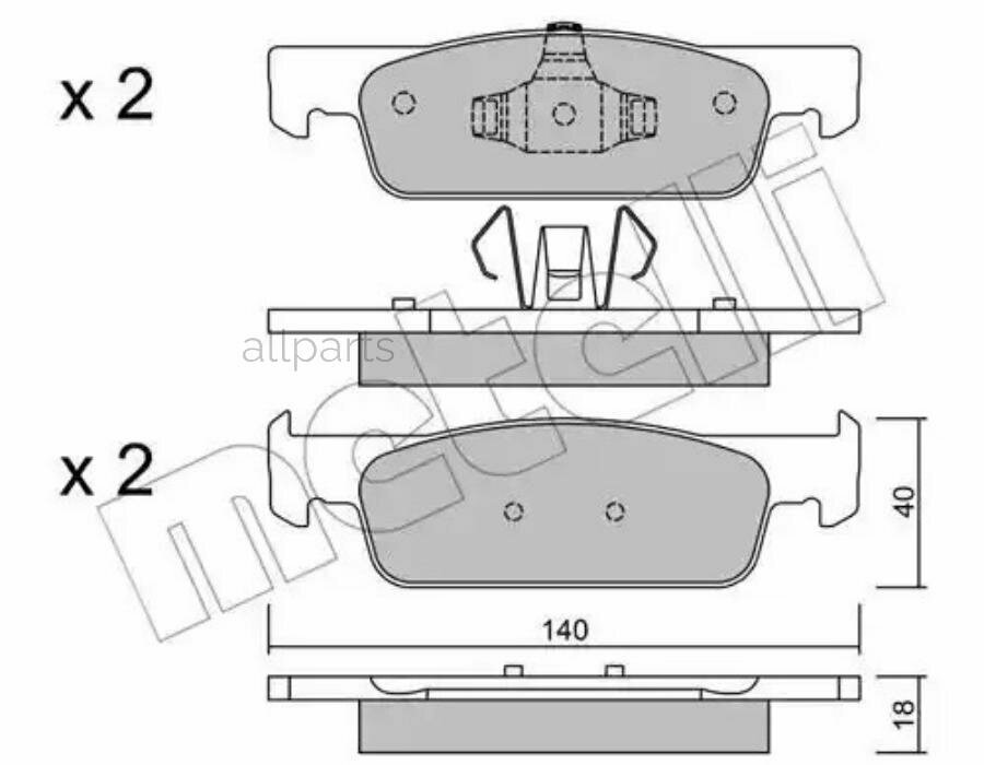 METELLI 2209750 колодки дисковые передние!\ Renault Clio IV, Dacia Logan II/Sandero II 1.2/1.5dCi 12>