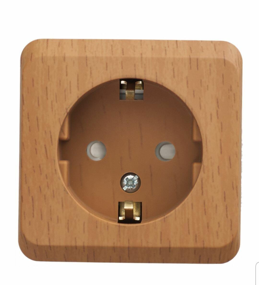 Розетка "Schneider Electric" Этюд с заземляющим контактом, со шторками открытой установки, цвет бук