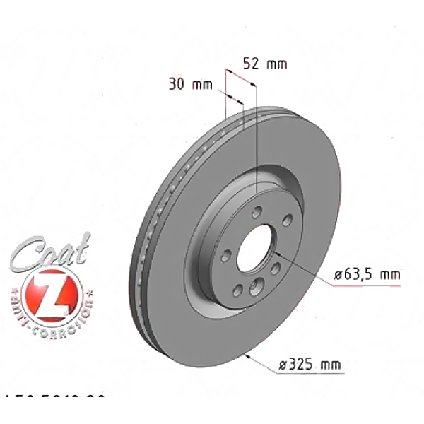 ZIMMERMANN 450.5210.20 диск тормозной перед. 325x30 / 52-5x108 \ Land rover (Ленд ровер) Discovery (Дискавери)