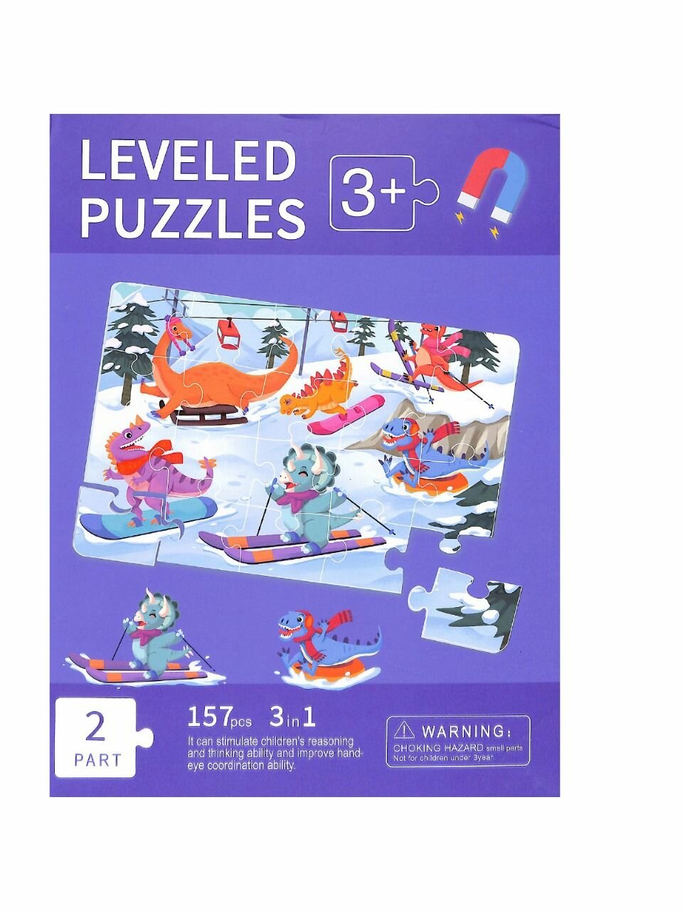 Магнитные пазлы для малышей от 3 до 6 лет / Книга-пазл на магнитах 157 деталь, 5 в 1 (3+)