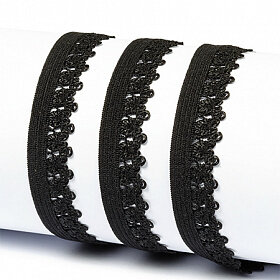 Резинка ажурная бельевая шир.12мм цв. черный упак.10 м