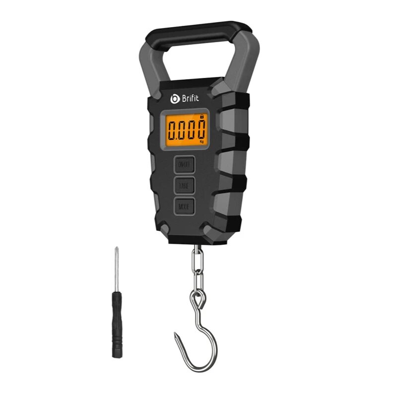 Электронные портативные весы-безмены 50 кг с LED-дисплеем и линейкой для взвешивания рыбы и серый