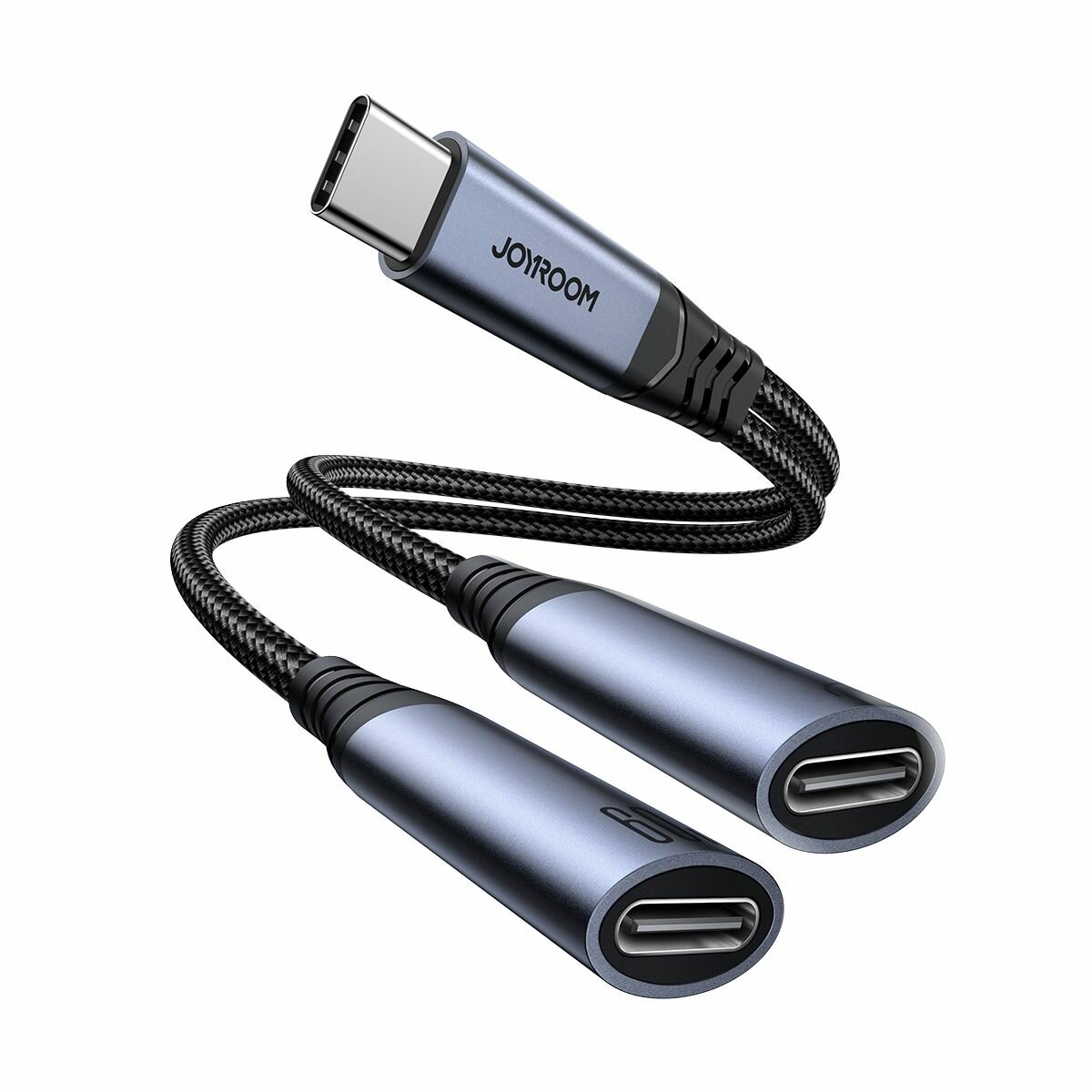 Аудиоадаптер Joyroom SY-C03 2 в 1 от USB-C до двойного USB-C / Черный