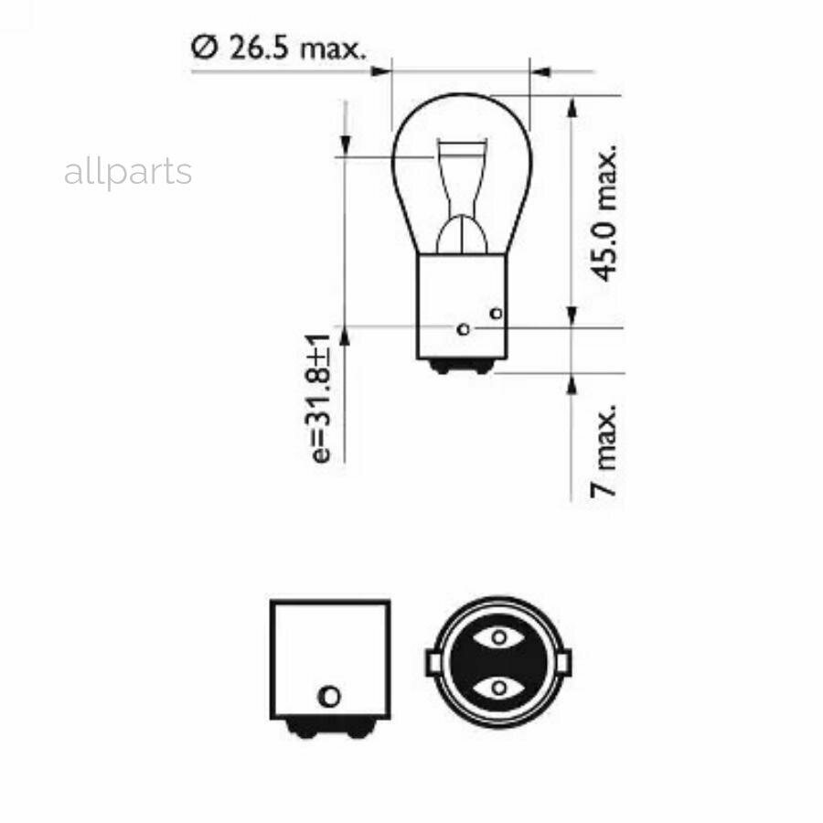 PHILIPS 12594B2 Лампа 12V P21/4W 21/4W PHILIPS Premium 2 шт. блистер 12594B2