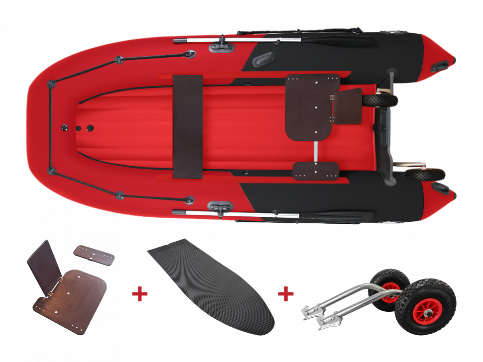 Комплект надувная лодка НДНД Grouper 350 Премиум (черно-красный)