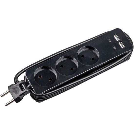 Удлинитель Uniel серии Travel, шнур 1,8м, 3 гнездa S-CT3-1,8UC BLACK