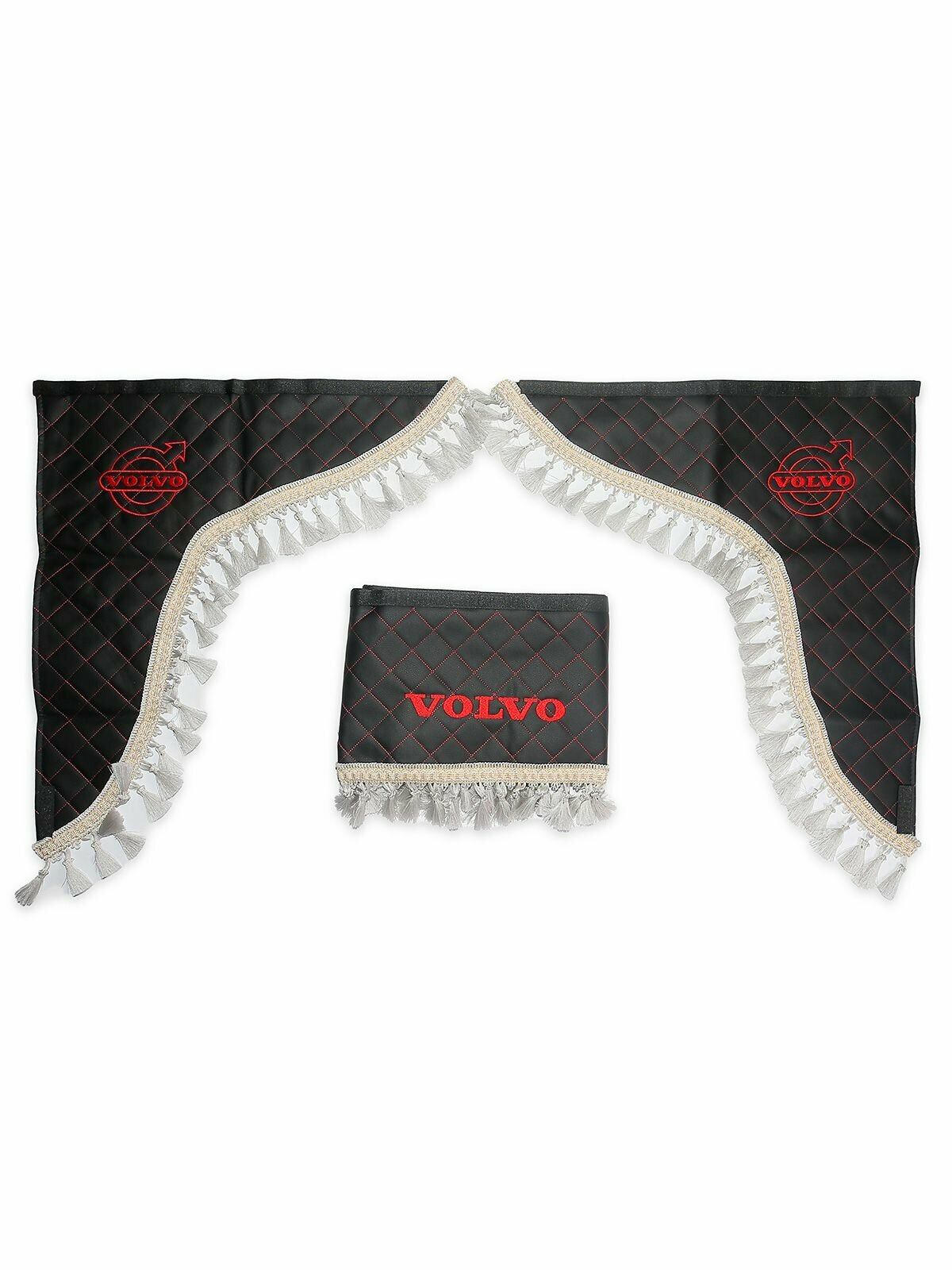 Ламбрекены. (Лобовое и боковые). Для автомобиля VOLVO. Экокожа. Чёрные. (25773)