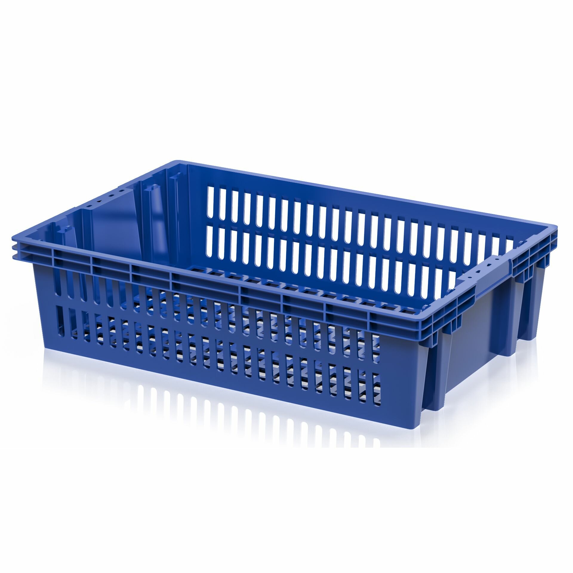 Ящик пластиковый пищевой, для овощей и фруктов, хлеба, синий, 600х400х150