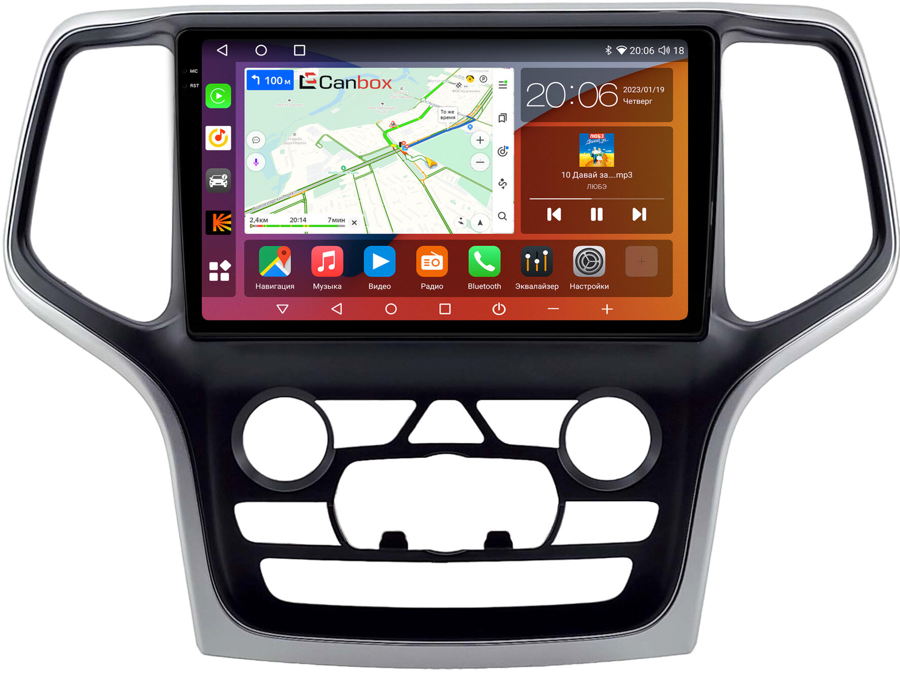 Штатная магнитола Jeep Grand Cherokee 4 (WK2) 2013-2022 (Тип A) Canbox EVO 2K 5833-9-2047 Android 14 (4G-SIM, 16/512, DSP, QLed, AI, 360)