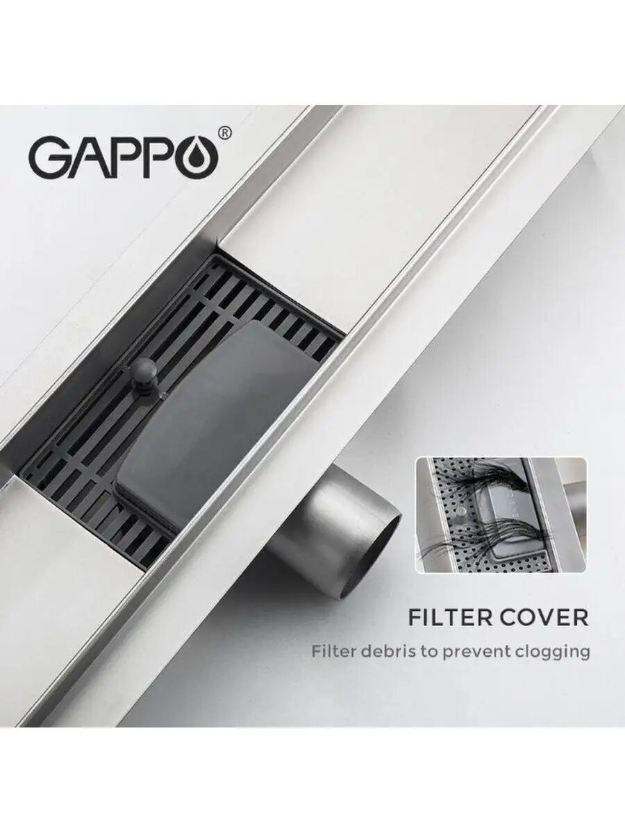 Душевой трап Gappo G85007-4 встраиваемый, нержавеющая сталь, сатин — фото 1